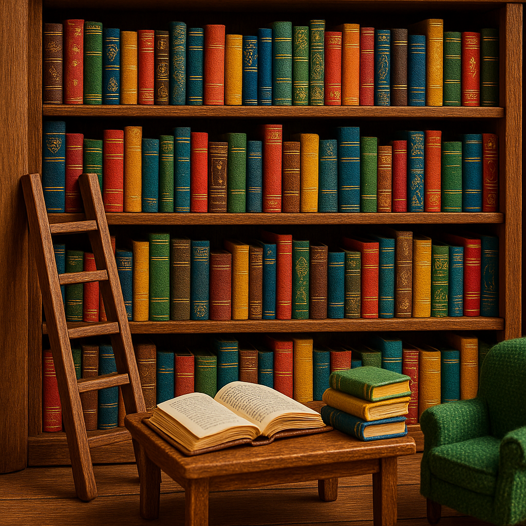 Charming Miniature Library Scene | Cozy Tiny Bookshelf