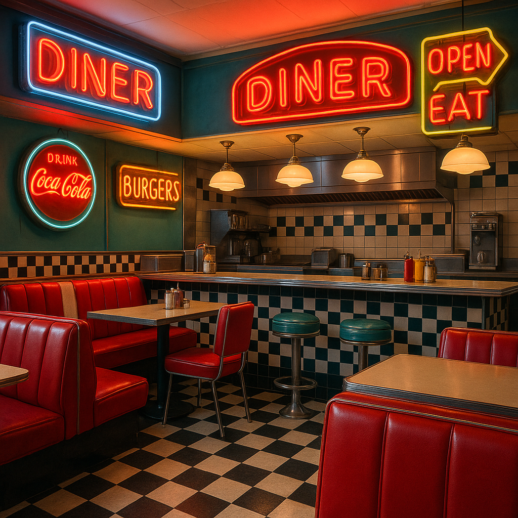 Classic Retro Diner: Vintage Neon 50s Vibes