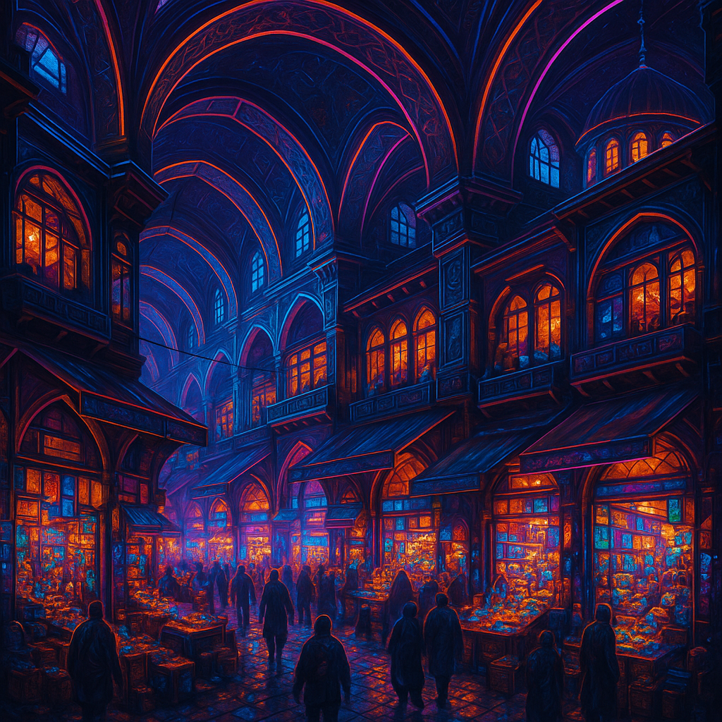 Futuristic Neon Istanbul Grand Bazaar - PuzzleFree – PuzzleFree.game
