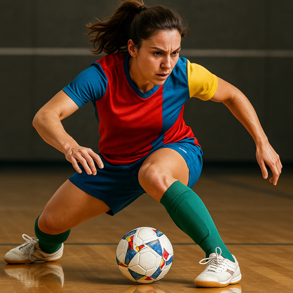 Futsal Skill Move Puzzle: Intense Indoor Soccer Scene