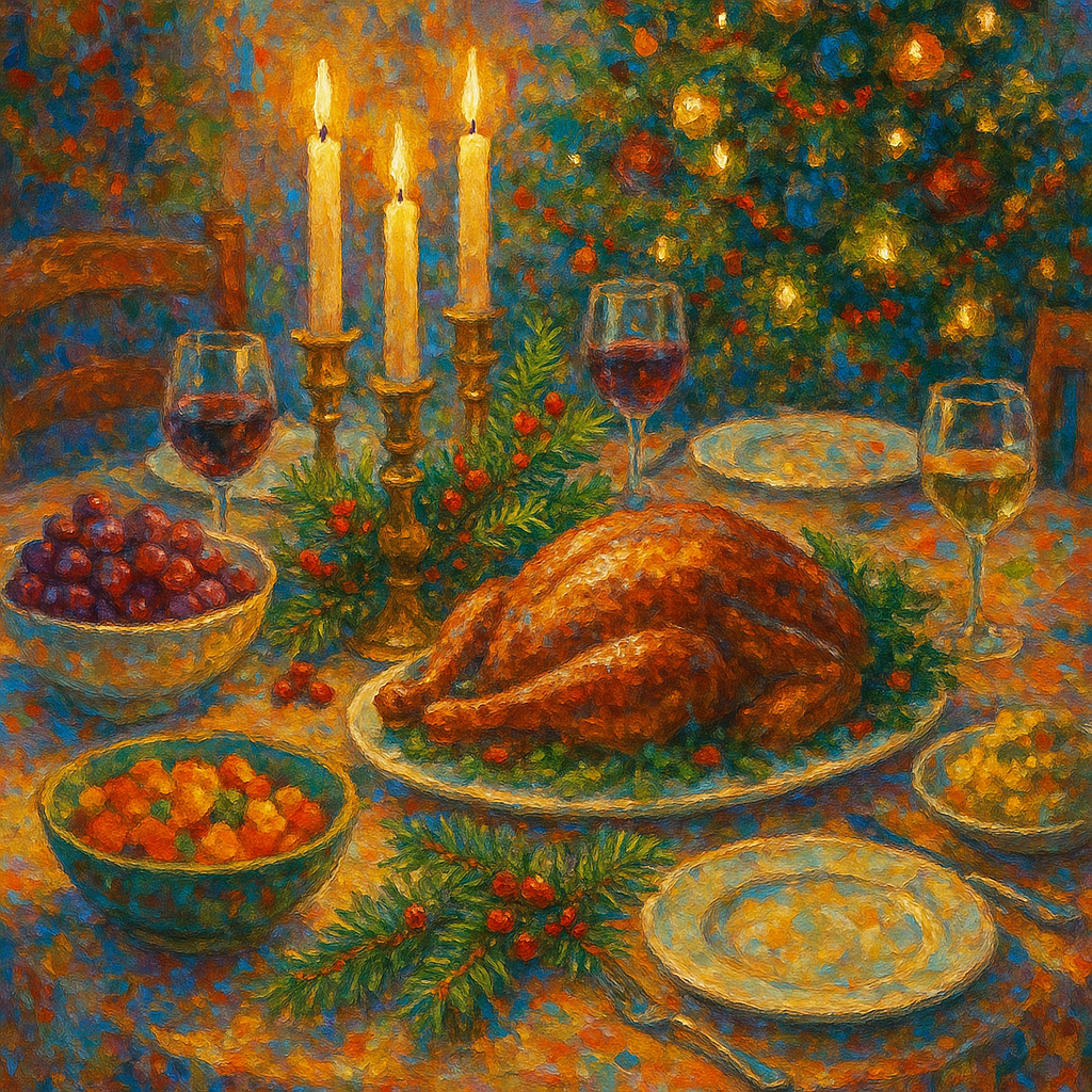 Impressionist Christmas Dinner Table Puzzle - Festive Scene