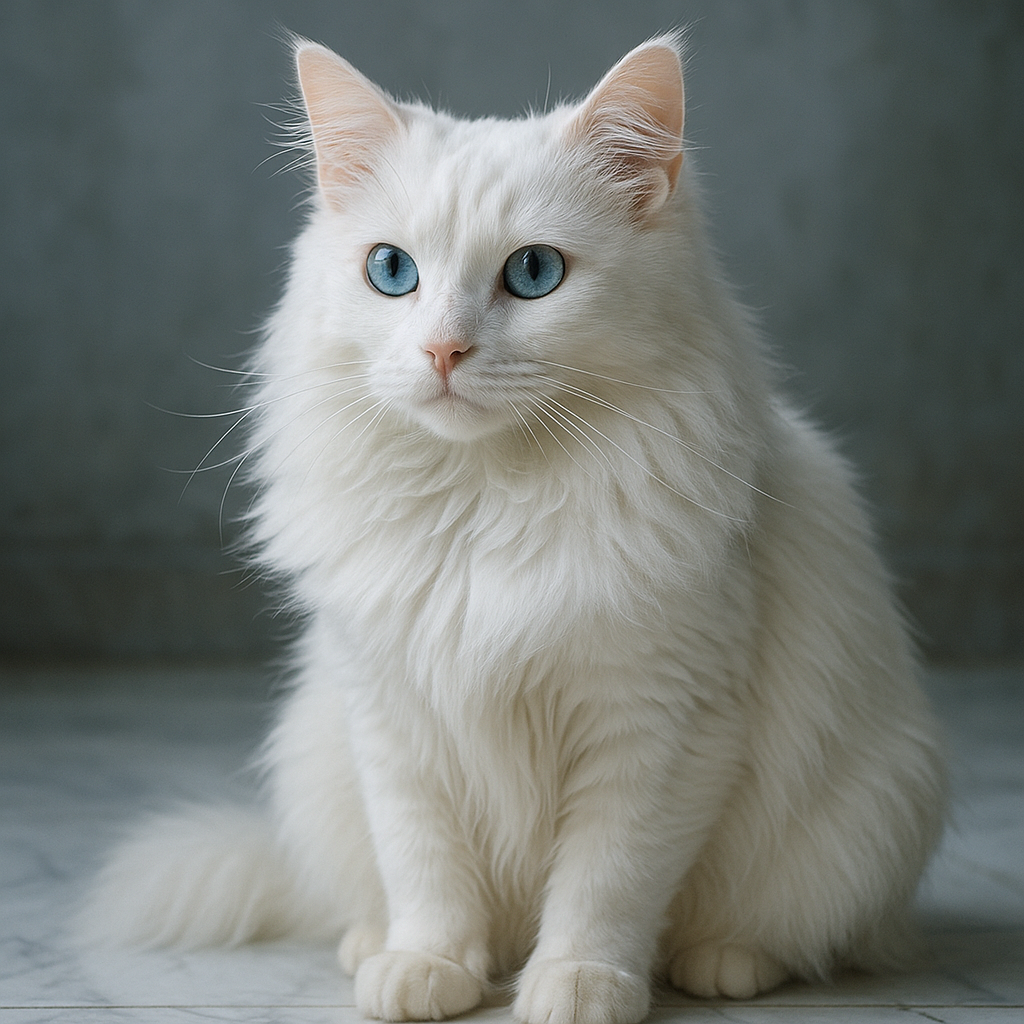 White Turkish Angora on Marble - PuzzleFree – PuzzleFree.game