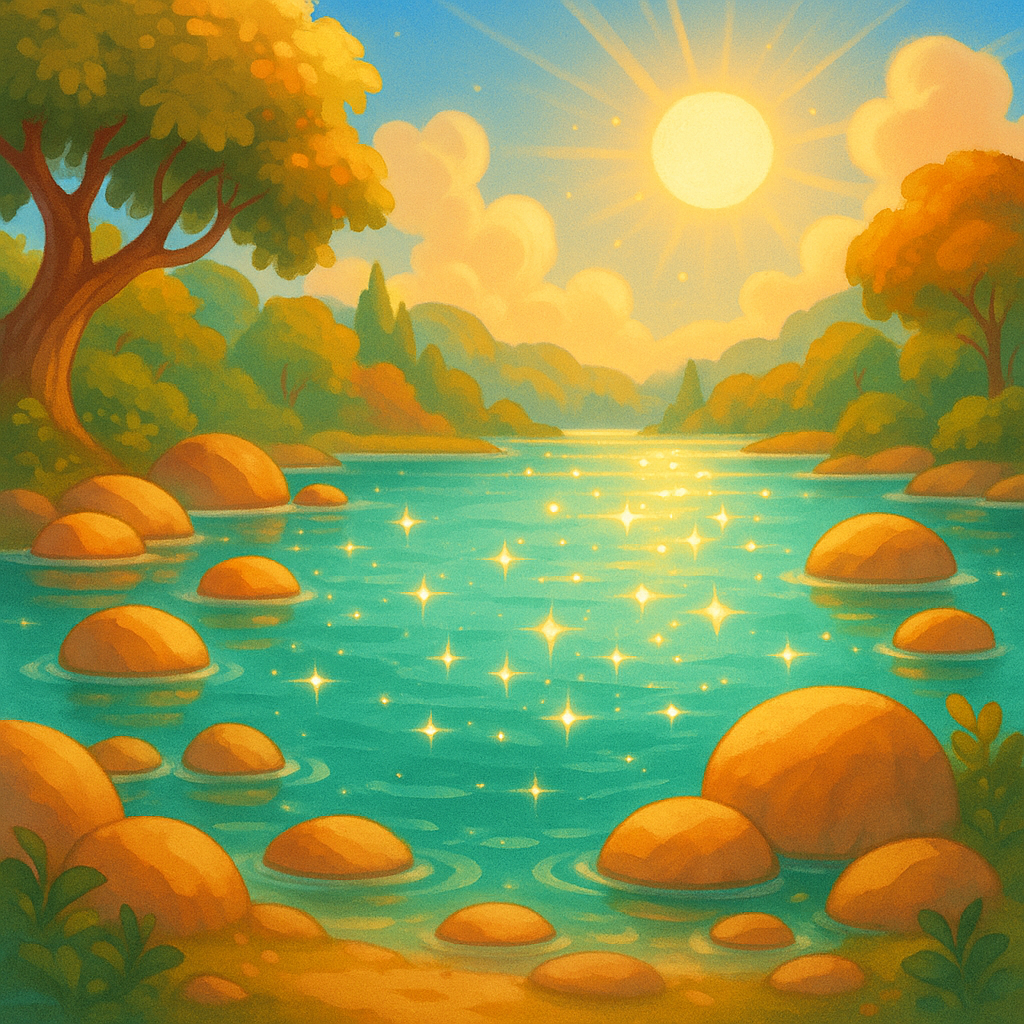 Sparkling Enchanted Lake Puzzle - Magical Teal & Gold